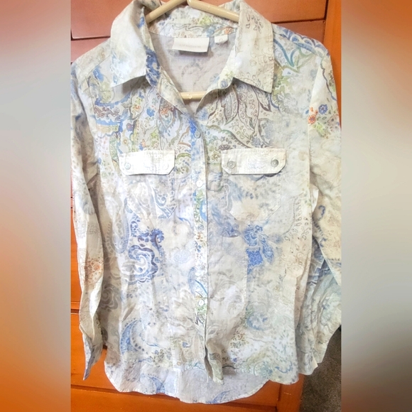 Chico's | Tops | Chicos Button Up Collared Spring Top Sz | Poshmark